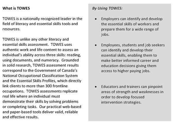 TOWES - Canada's Essential Credential - About Us